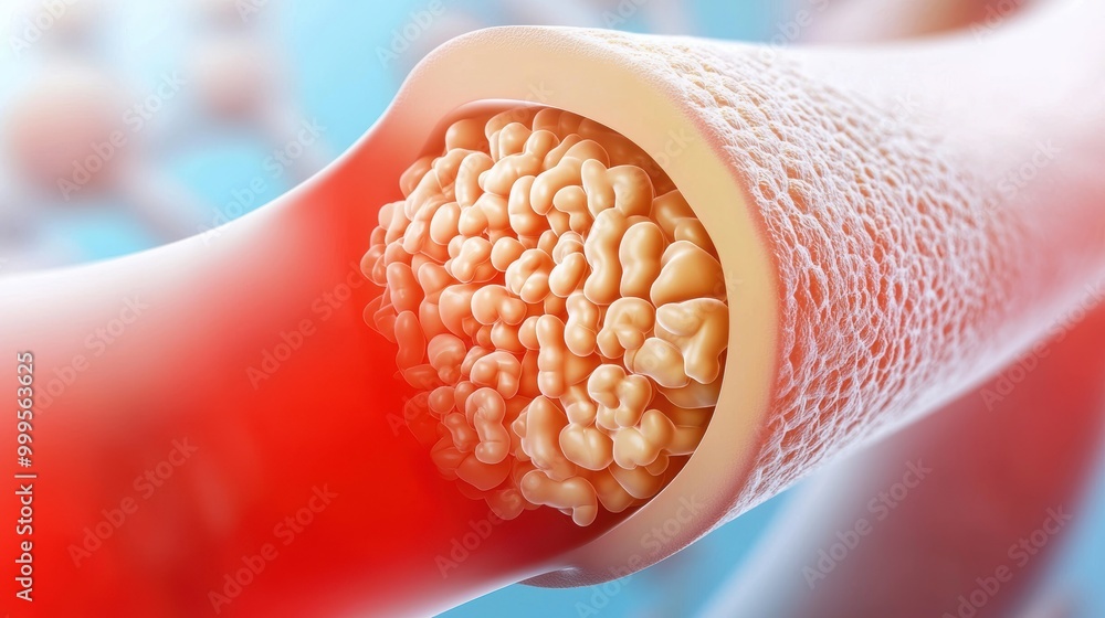 Detailed 3D illustration of gout buildup in artery A close-up 3D ...