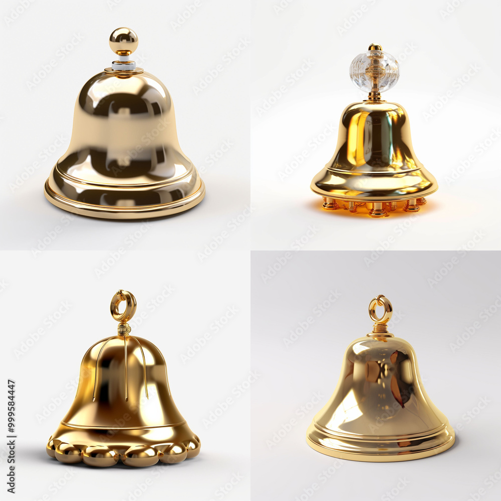 Four golden bells are shown in a row, with the top left bell being the ...