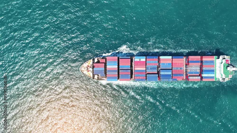 Cargo container ship carrying container and running in the ocean ...