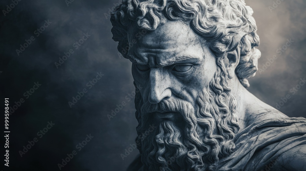 Greek Myth. Illustration of a Renaissance Marble Statue of Hades, the ...