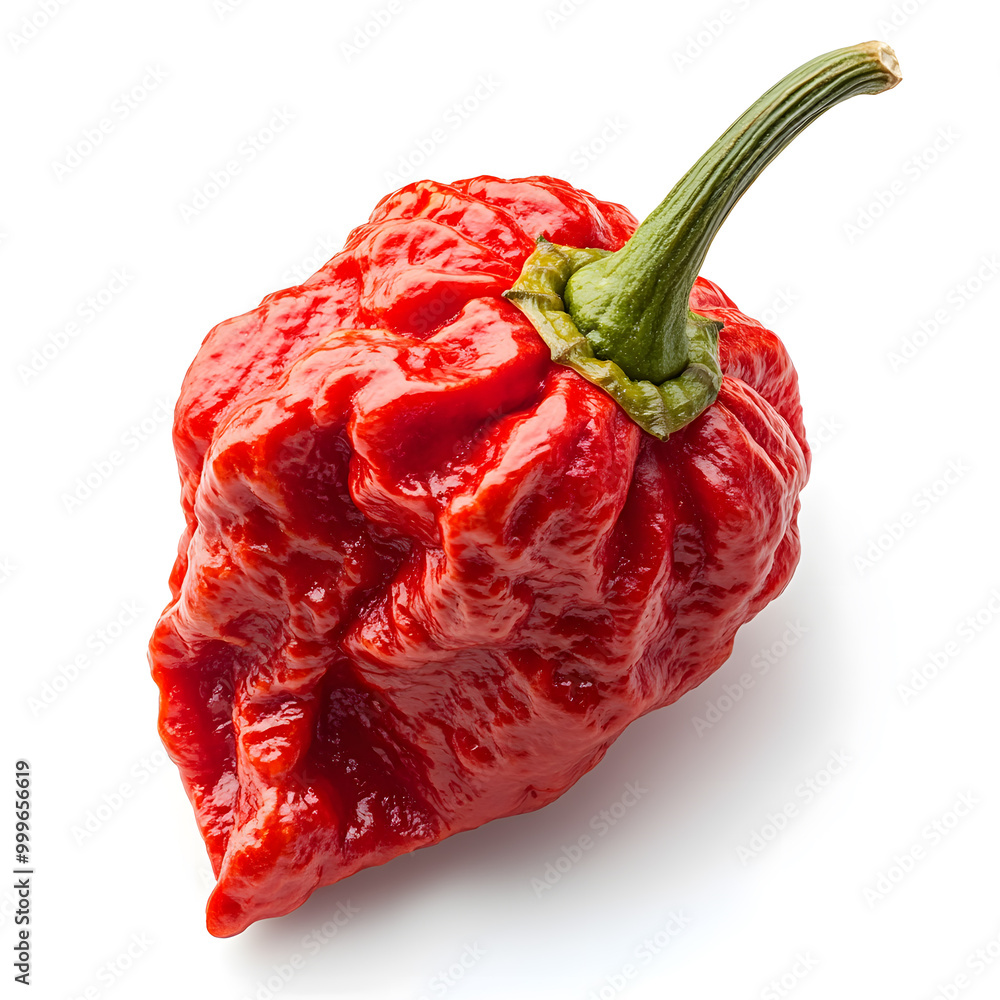 Carolina Reaper the hottest pepper top view isolated on white Stock ...