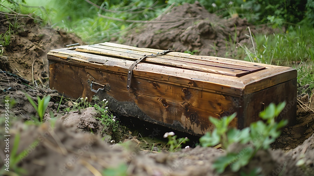 With a lowering mechanism and a background of grass and dirt an older ...