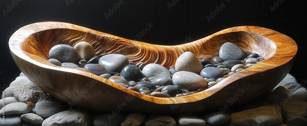 pebble art displayed as a delicate sculpture showcasing the intricate ...