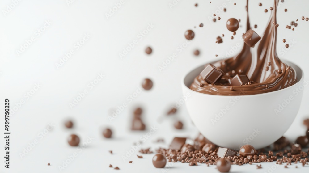 Melted Milk Chocolate Flowing Over Sphere, 3D rendering showcasing rich ...