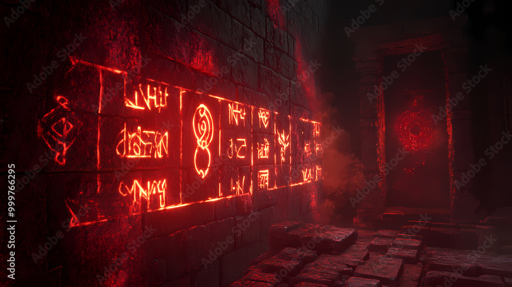 Generative AI, Glowing Runes and Symbols Pulsating with Magical Energy ...