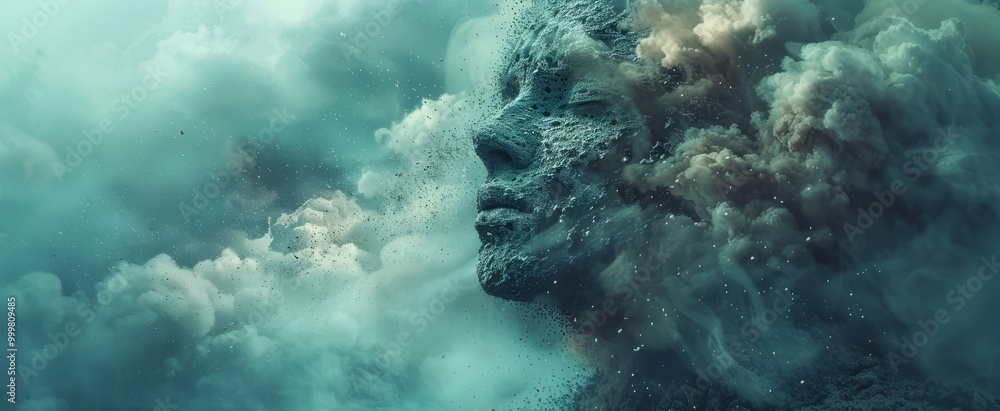 A young woman, betrayed and left alone, slowly turning into ash in a ...