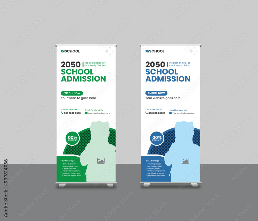 Modern Back to School Admission Roll-up Banner Template, School ...
