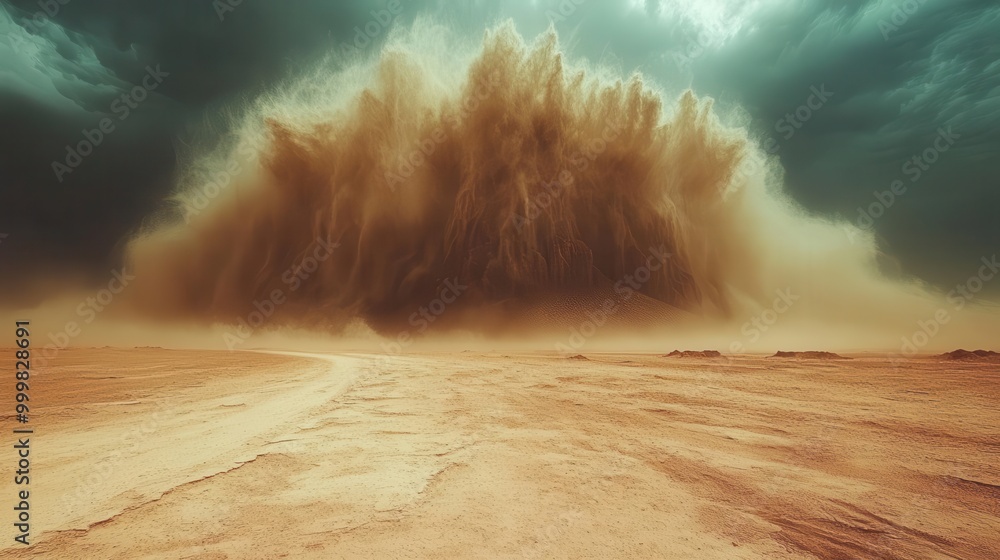 whirling sand clouds filling the air creating a dramatic scene of a ...