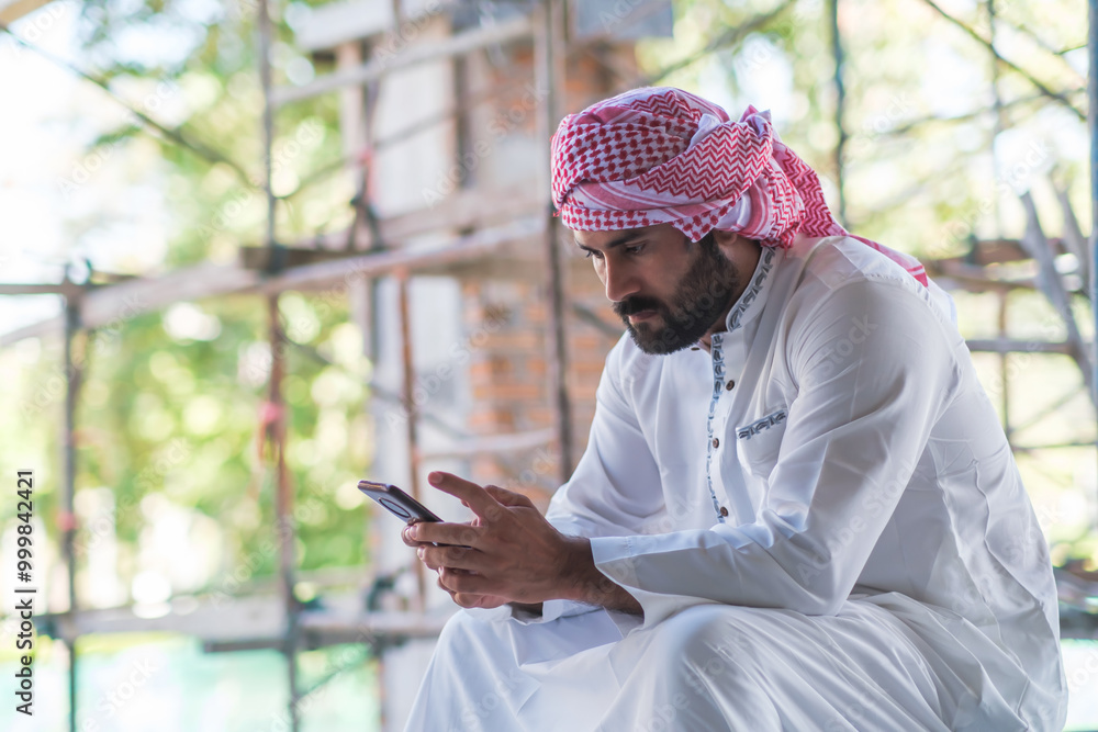 Arabian contractor working in construction building industry architect ...