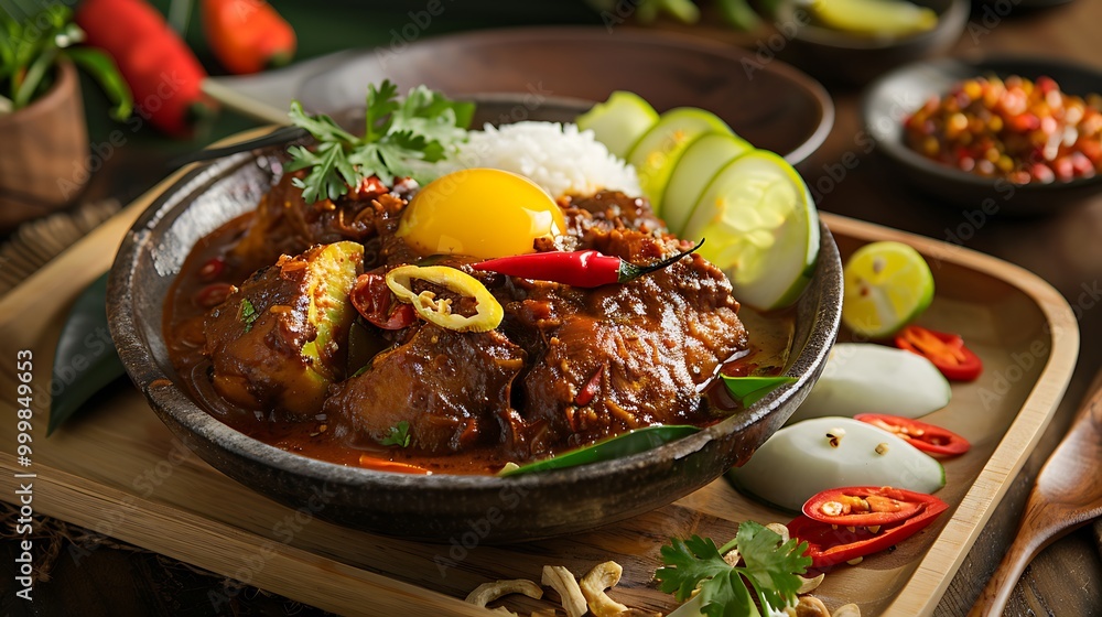 popular yummy spicy malay halal food menu curry chicken rendang beef ...