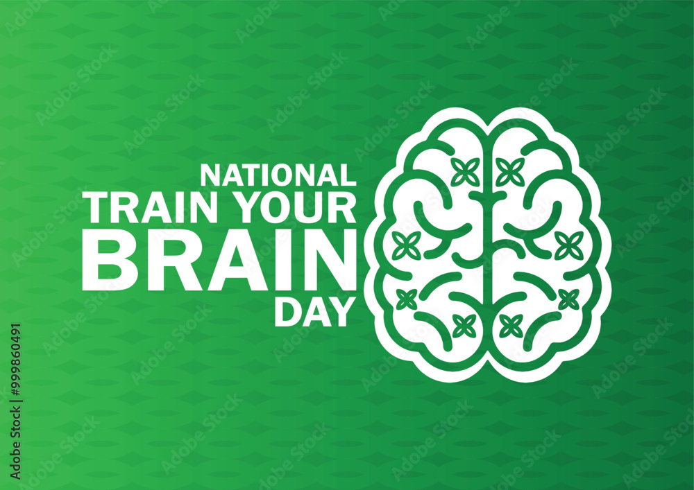National Train Your Brain Day wallpaper with shapes and typography ...