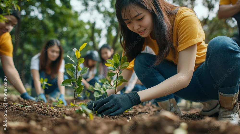 Volunteers participating in tree planting activities on International ...