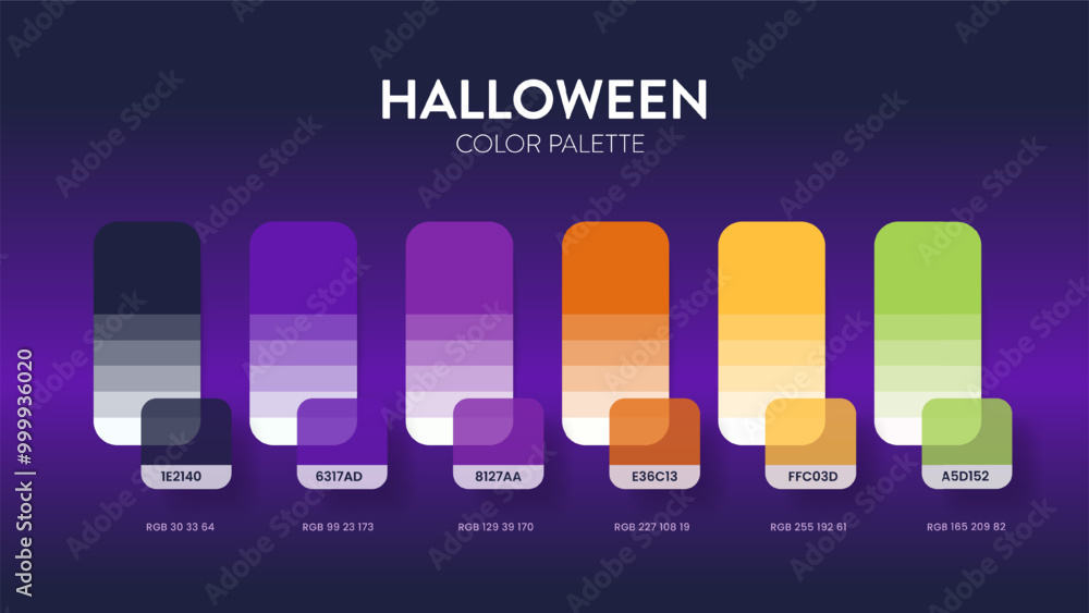 Color palette guide in Halloween colour theme collections. Color ...