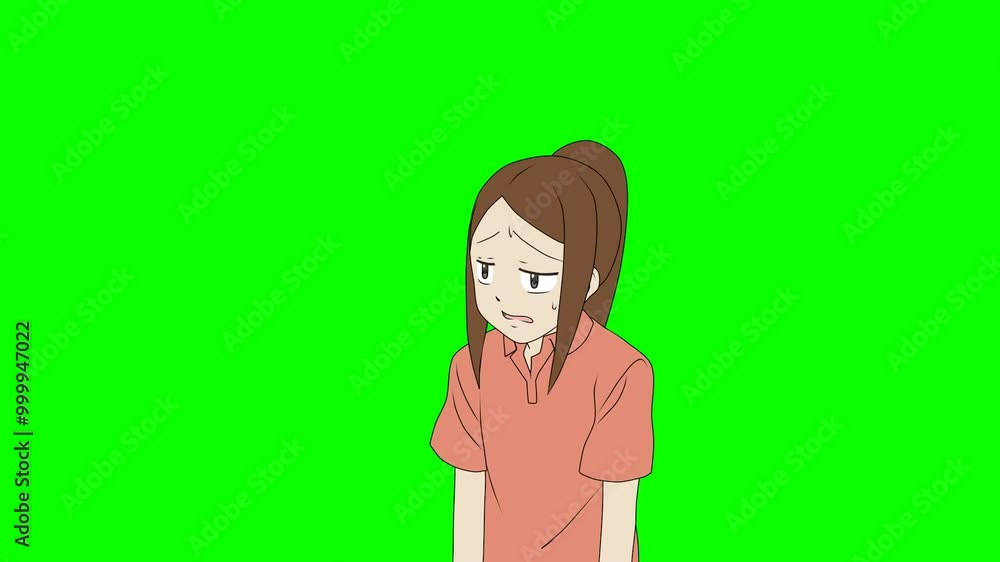 2d animated character of Scared and shocked little girl, nervous attack ...