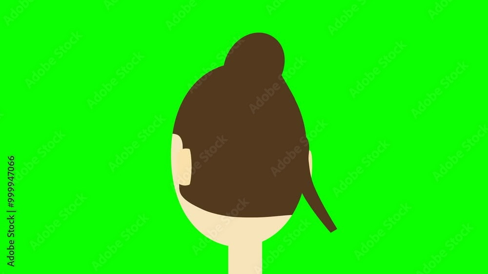 2d animated character of Repeating the rotation of a woman's head ...