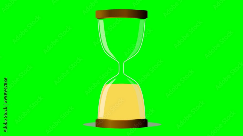 2d animated character of Showing end of time by big wooden hourglass ...