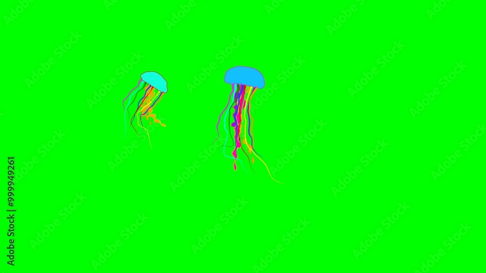 2d animated character of Two colorful mermaid characters swim and move ...