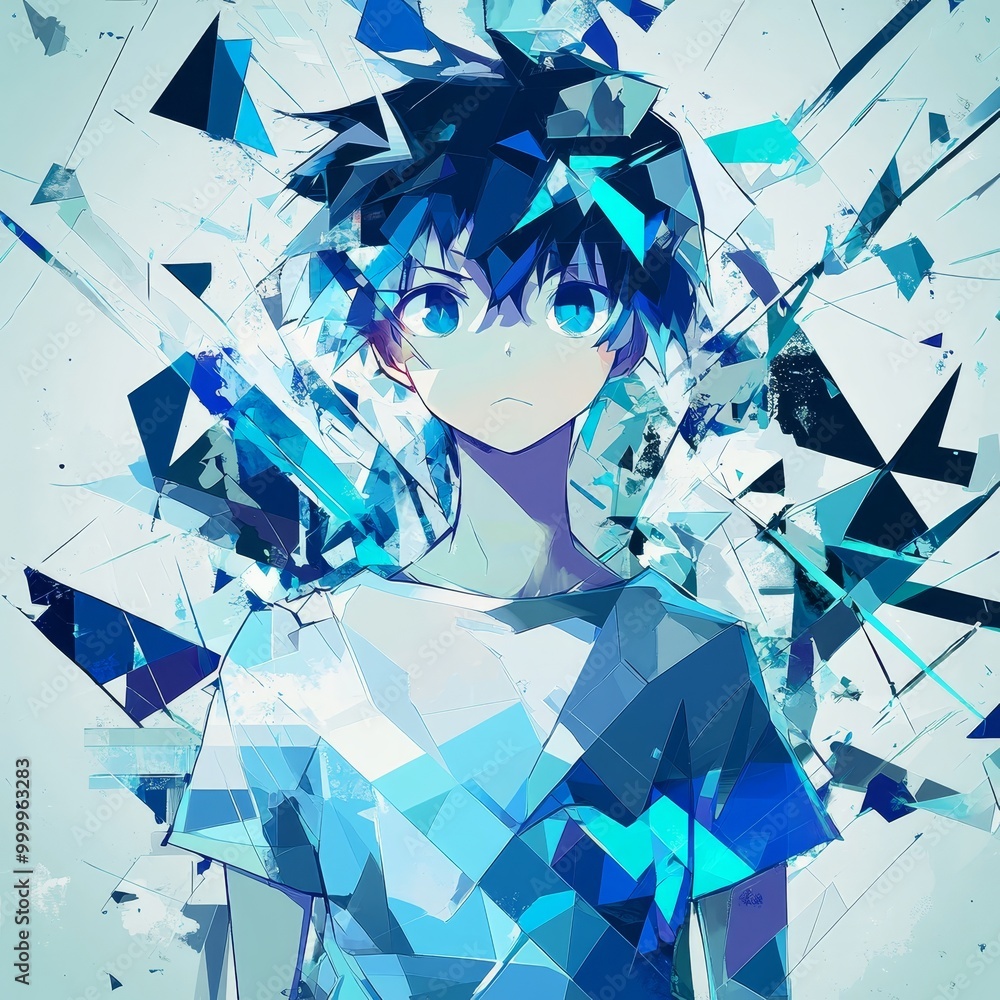Stock-illustrationen Geometric shapes in anime cartoon boy images ...