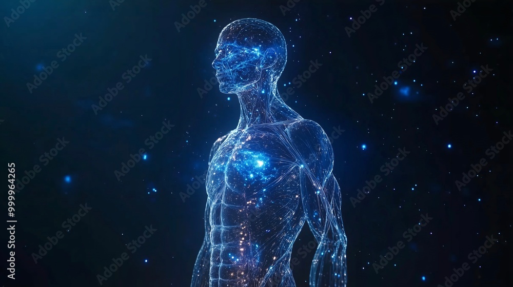 transparent human being with neuron connections seen inside the body ...