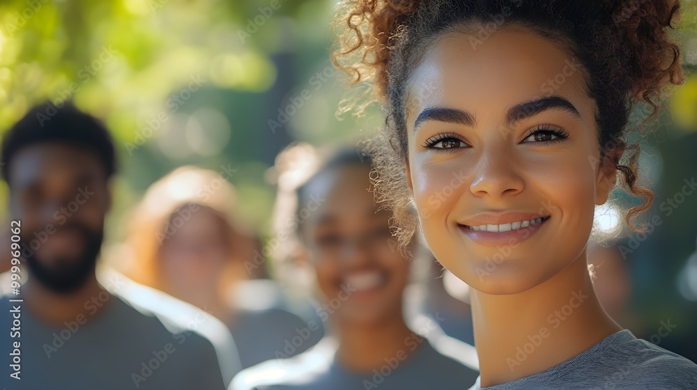 Gray shirts worn by a diverse group at a community gathering ...