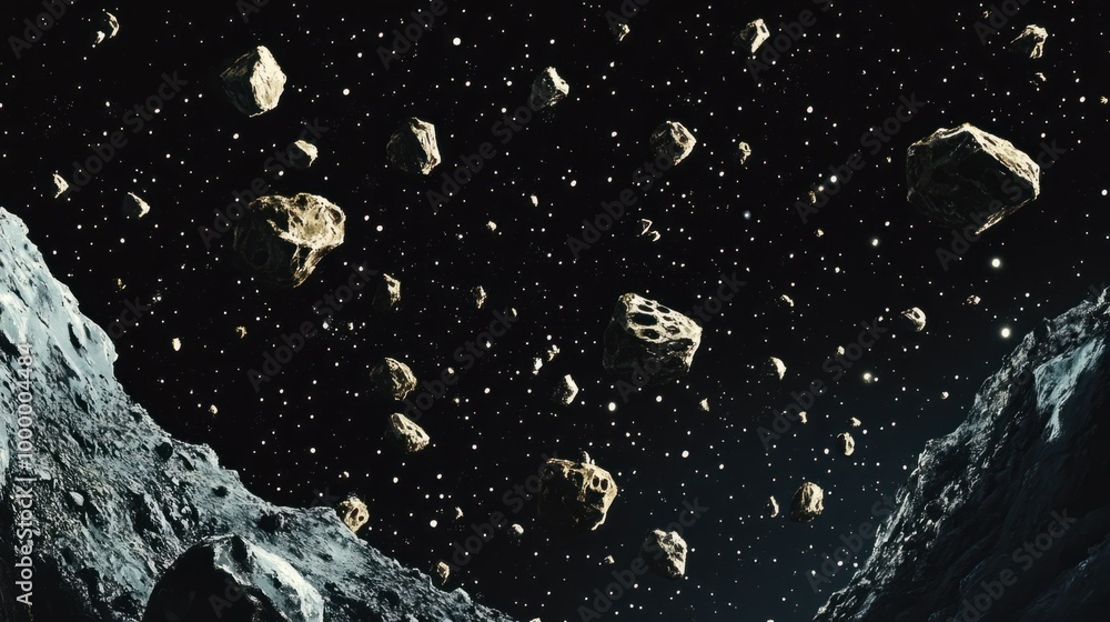 An illustration of the asteroid belt, highlighting the multitude of ...