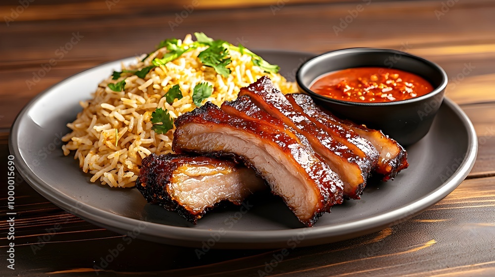 ภาพประกอบสต็อก Crispy Pork Belly with Chili Dipping Sauce - Ultra ...