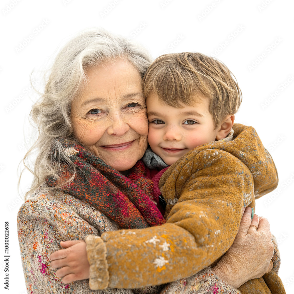 Photo Grandmother hugging her grandchild on a transparent background ...