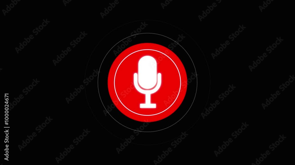 Audio microphone icon animation with radio wave. Podcast microphone ...