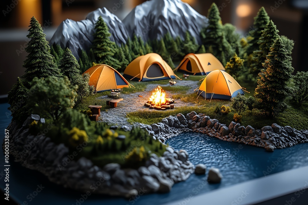 3D digital model of a mountain campsite, where users can interact with ...