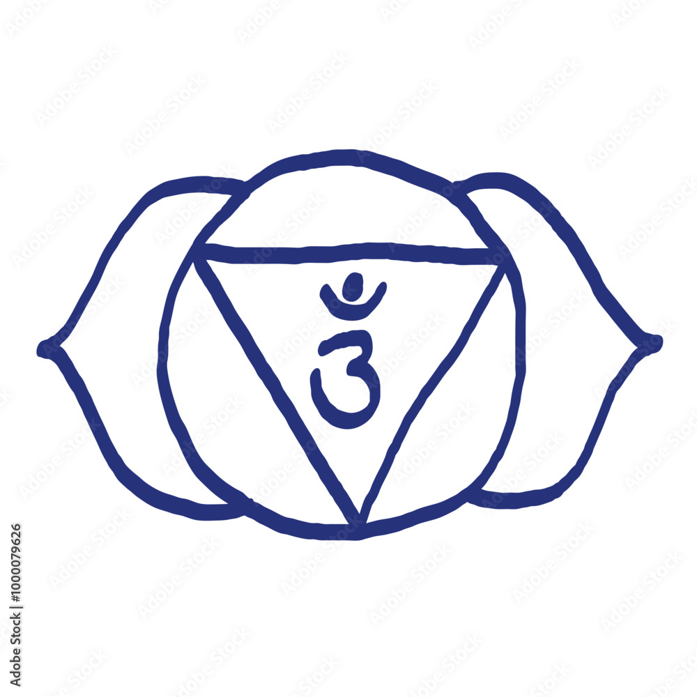 Ajna icon. The sixth frontal chakra. Third eye. Vector symbol. Sacral ...