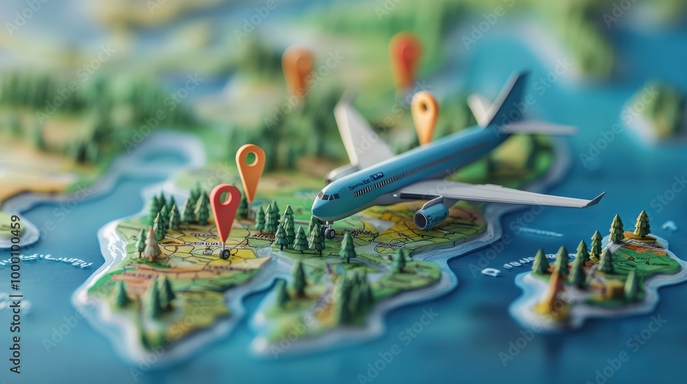 3D web vector illustrations showcasing airplane trips around the world ...