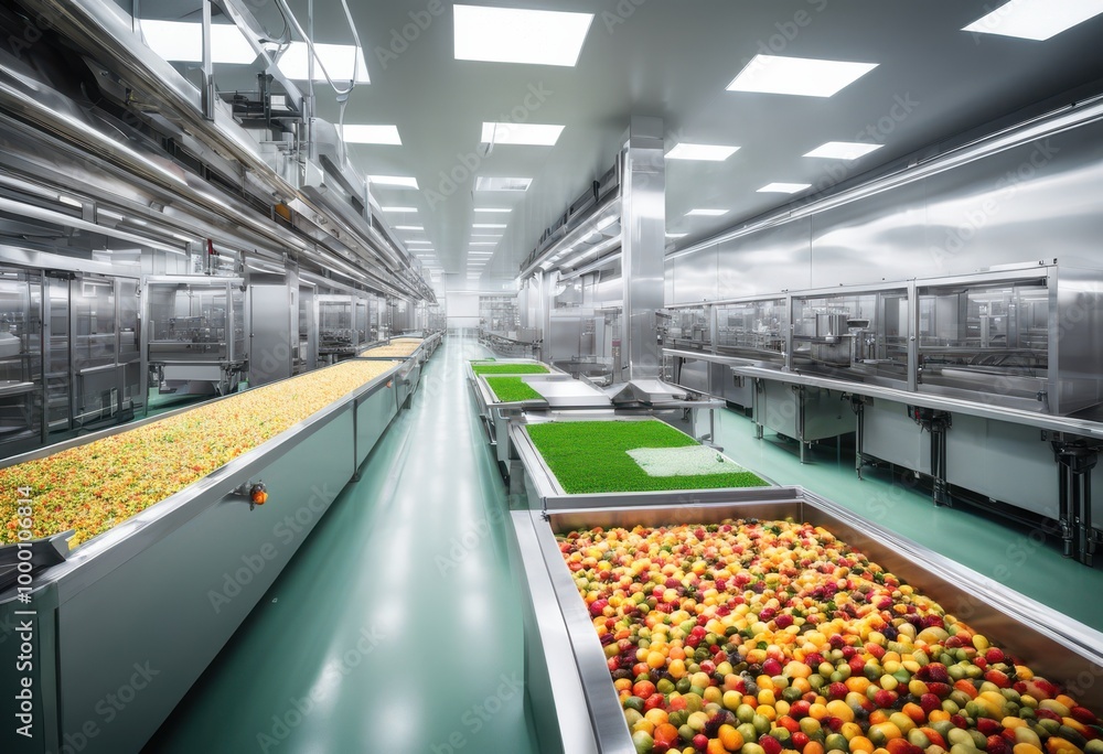 dynamic showcase high tech food processing equipment operating ...