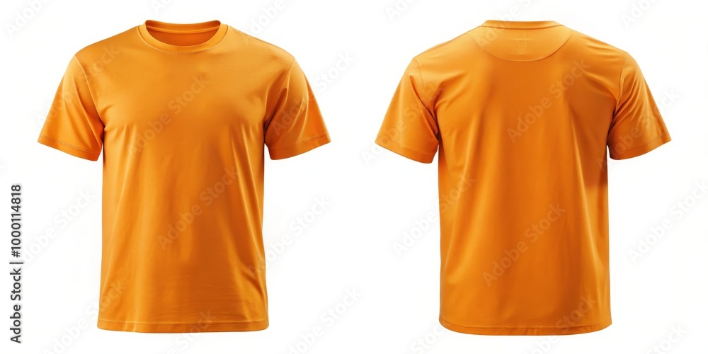 Vivid Orange T-Shirt Duo Close-Up Showcase of Front and Back Views on ...