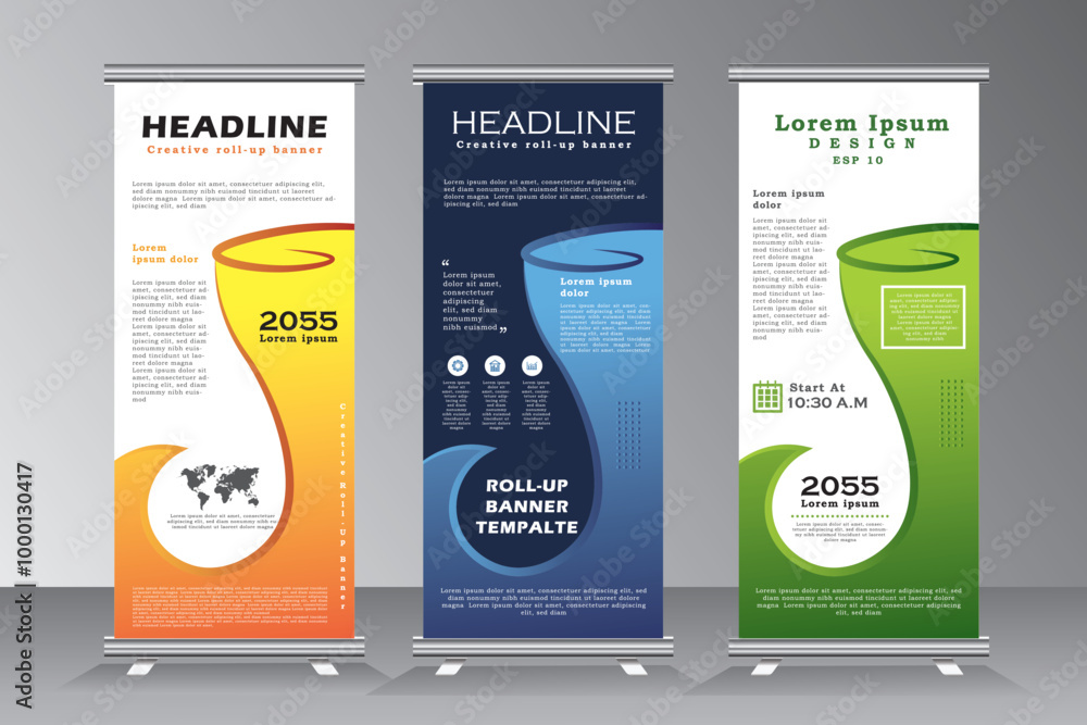Vetor do Stock: Roll up banner design template, Vertical Banner, modern ...