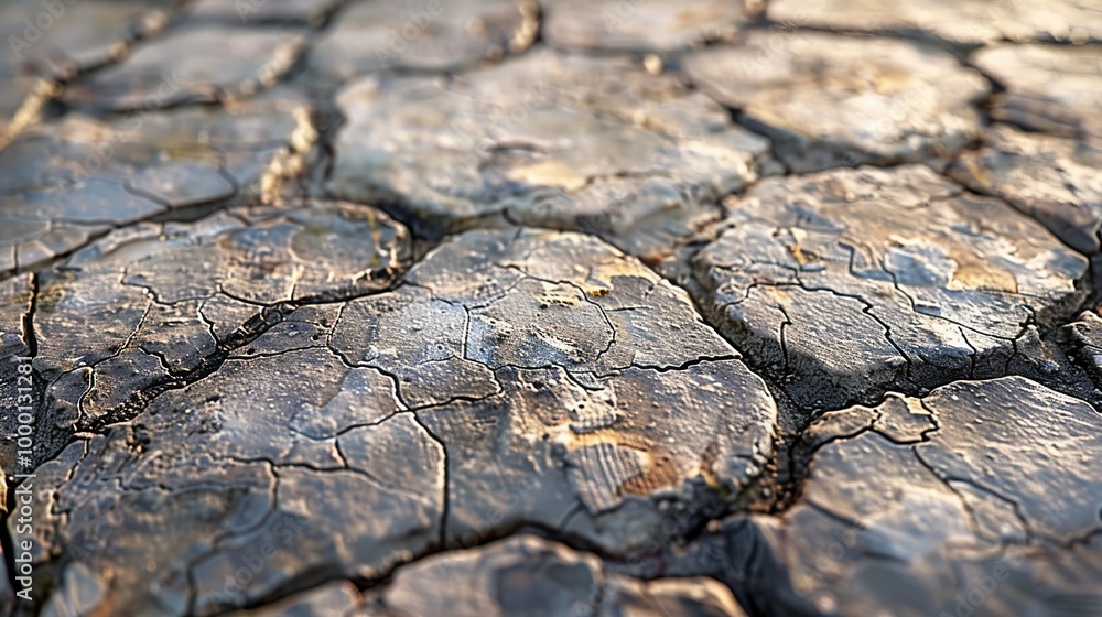 Detailed close-up of a concrete floor with visible stains cracks and ...