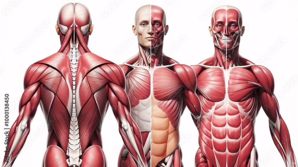 Detailed Anatomical Illustration of the Human Muscular System ...