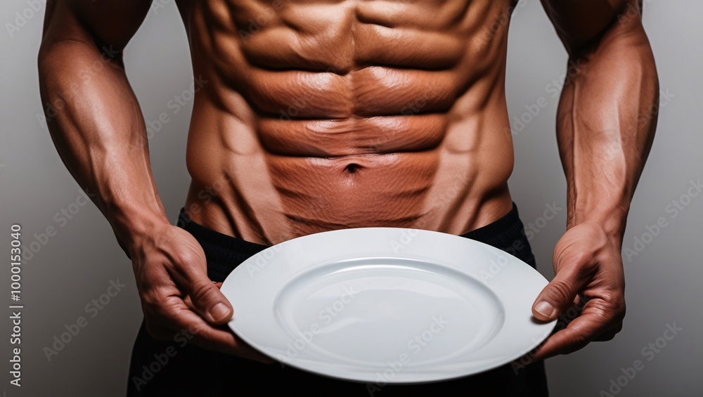 Person torso with subtle definition of abdominal muscles visible ...