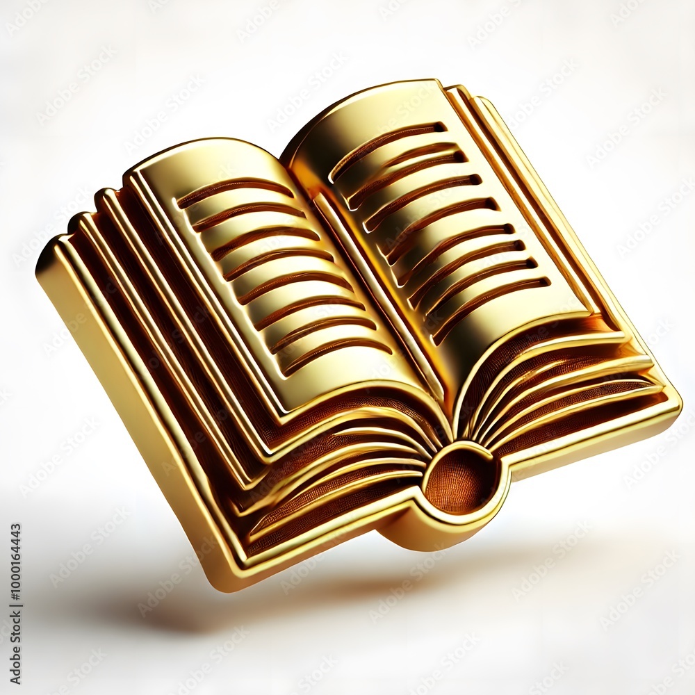 Detailed 3D Icon of a Golden Open Book for Award and Achievement ...