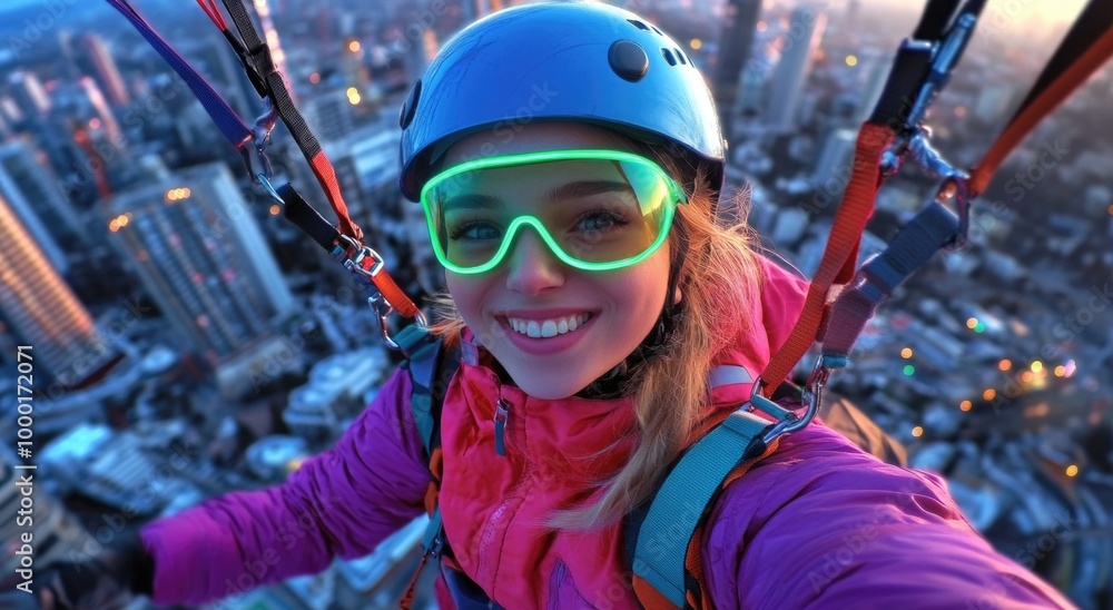 Colorful freedom: A girl soaring through the sky while parachuting ...