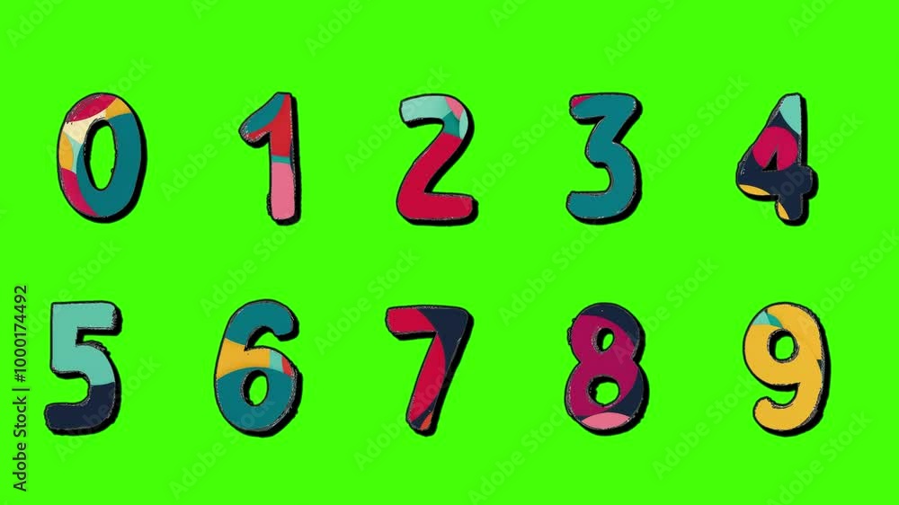 Set of animated signs of digits or numbers in stopmotion animation ...