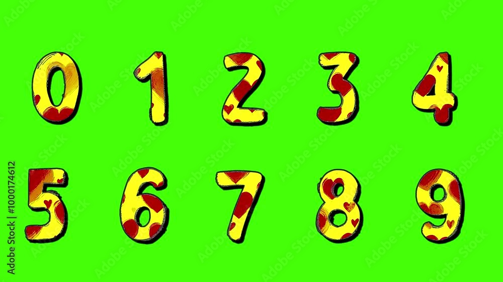 Set of animated signs of digits or numbers in stopmotion animation ...