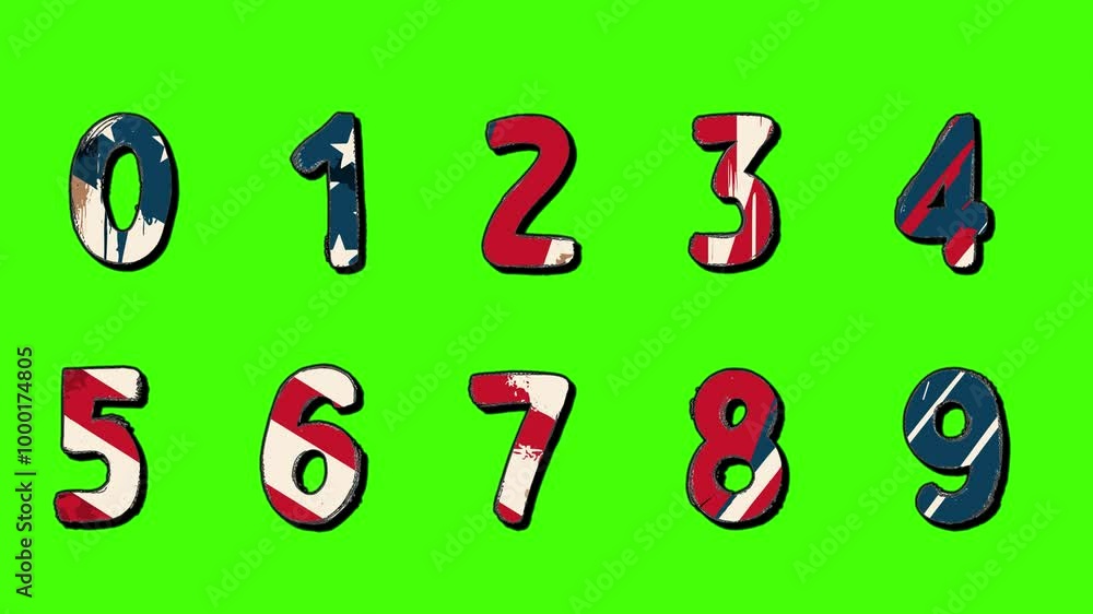 Set of animated signs of digits or numbers in stopmotion animation ...