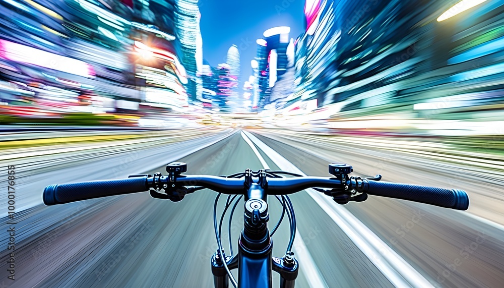 dynamic racing bicycle in motion blur on track, conveying speed and ...