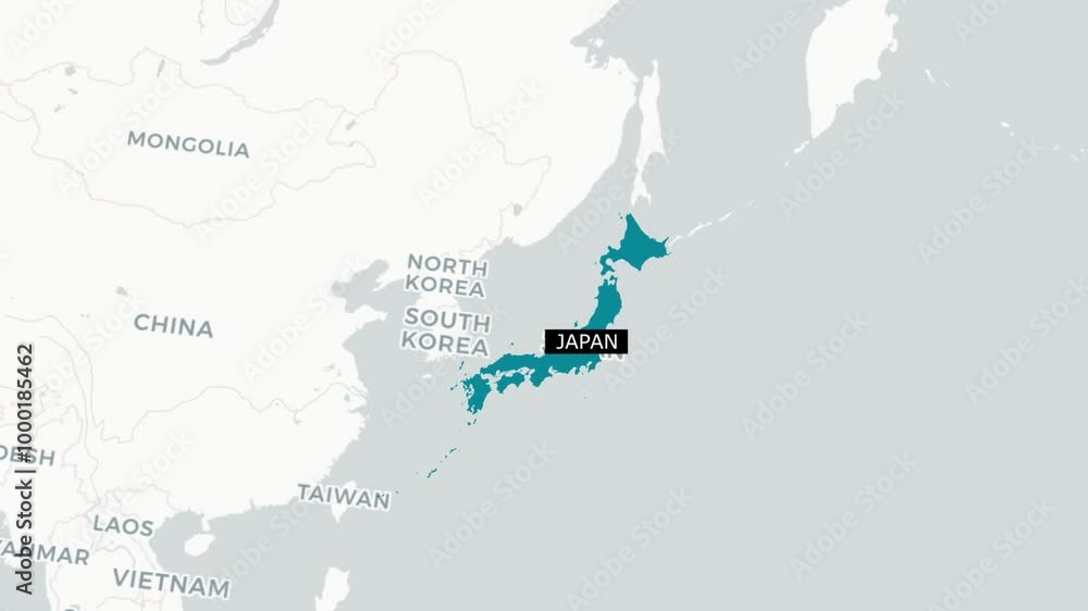 Political map of Japan. Map of Japan with borders Stock 비디오 | Adobe Stock