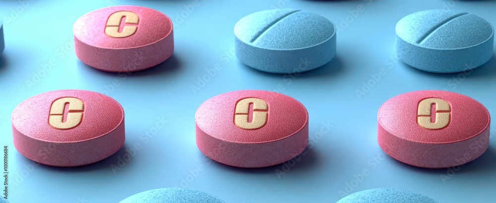 top view of vibrant pills displaying gender symbols arranged ...