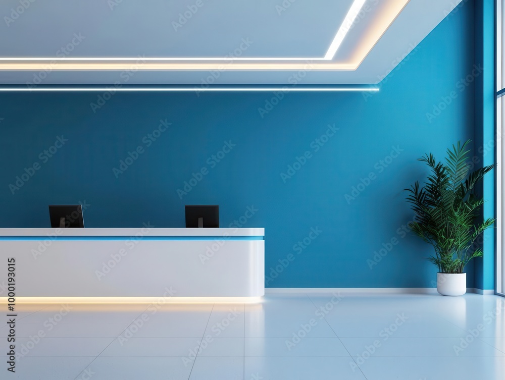 Sleek bank interior with interactive AI tellers, digital signage, and ...