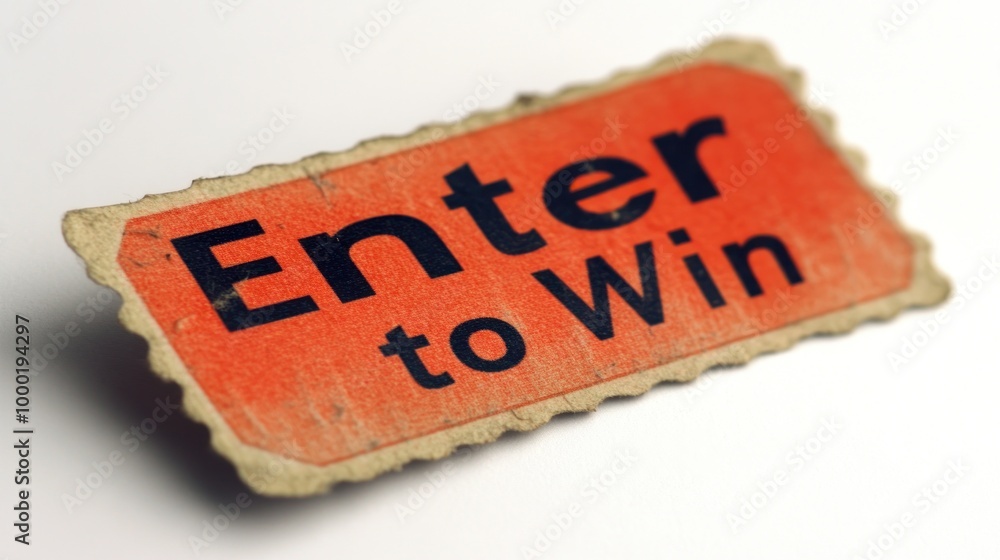 Photo & Art Print A worn, orange raffle ticket encouraging people to ...