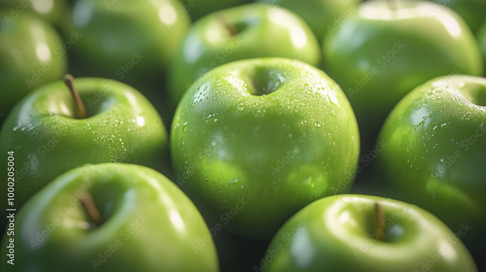 High-resolution image showcasing a cluster of fresh, glossy green ...