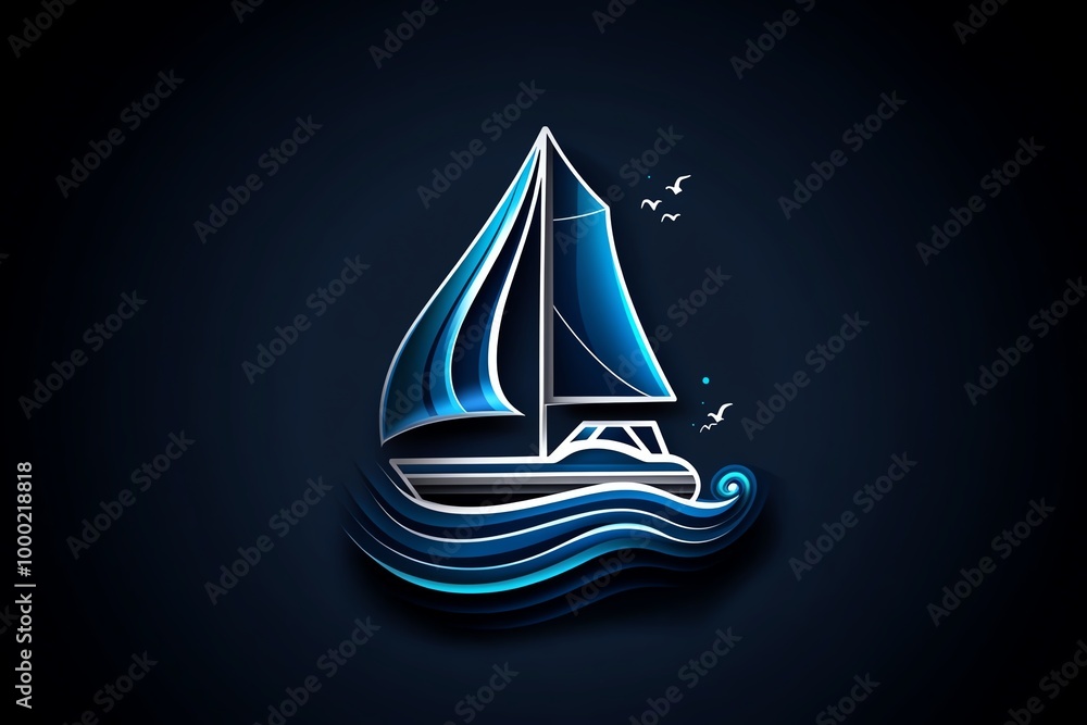 Minimalist sailboat icon, with smooth curves and a simple sail ...