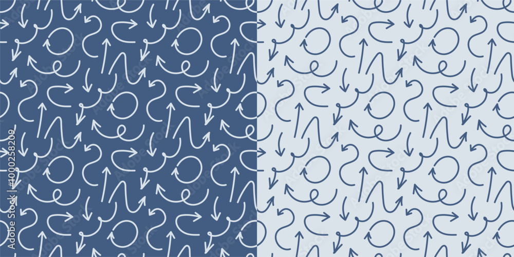 Pattern of curved arrows. Seamless print of flexible, wave directions ...